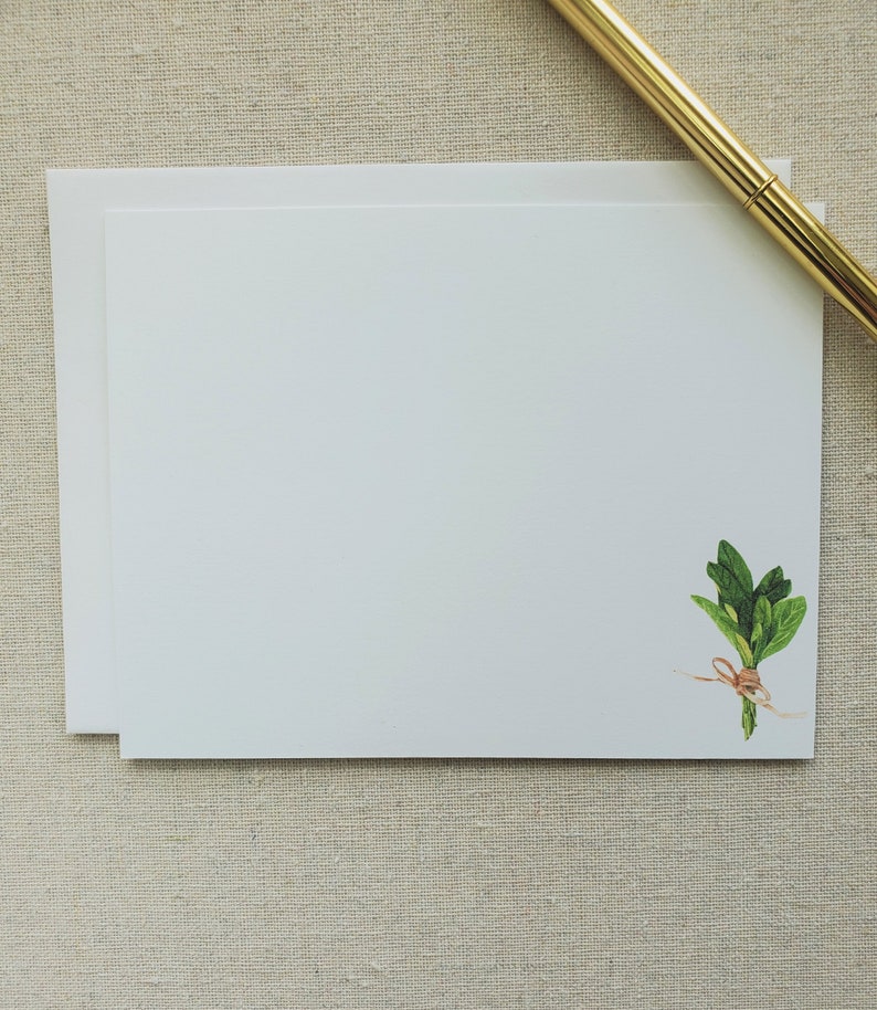 Sage Blank or Personalized Stationery, Original Watercolor Note Cards ...