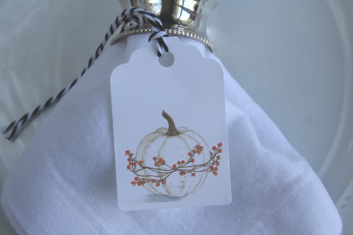 Autumn Gift Tags Fall Gift Tags Pumpkin Gift Tag White | Etsy