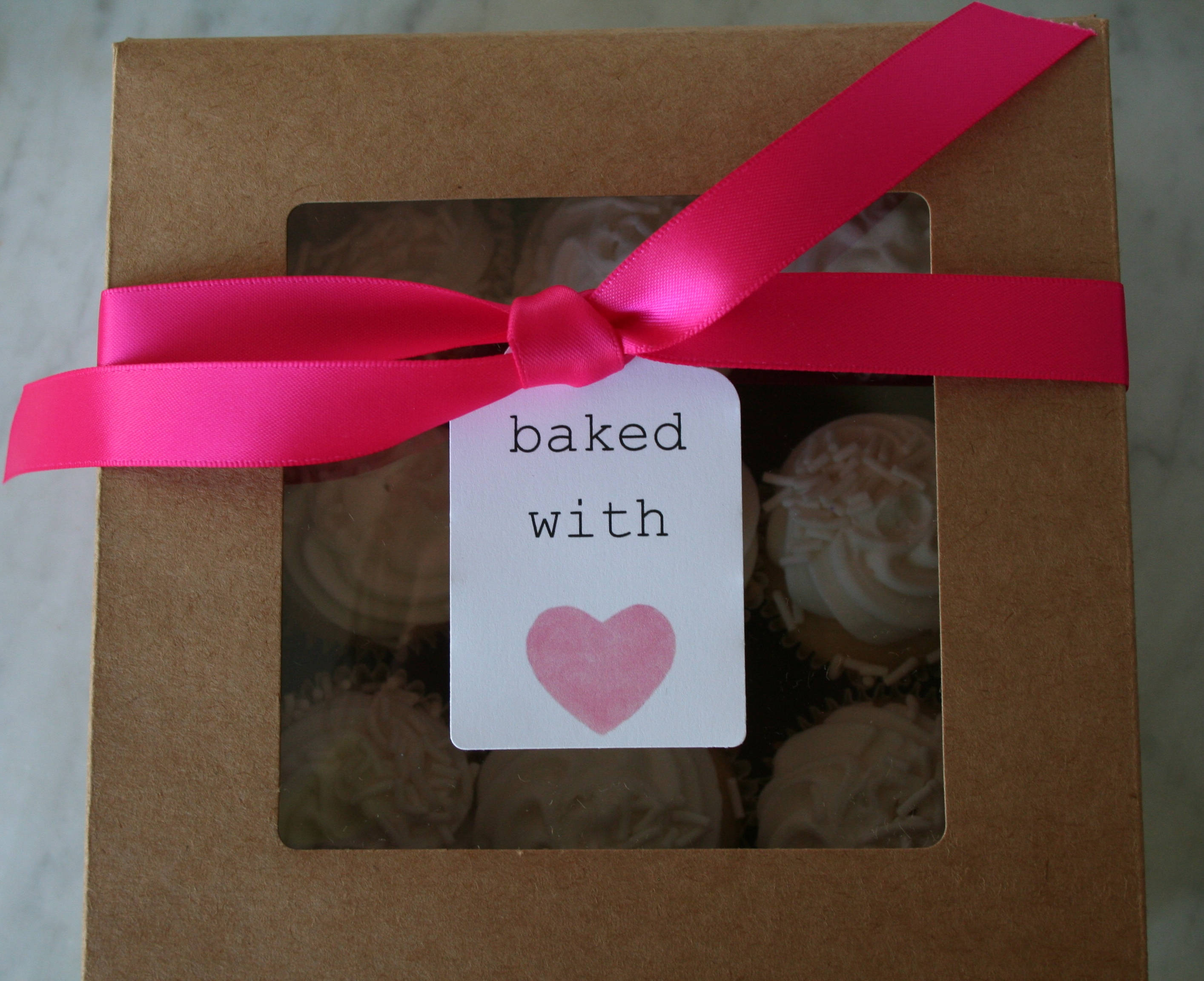 Baked With Love Gift Tags, Original Watercolor, Pink Heart Baked Good ...