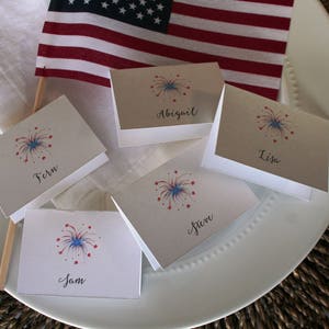 Set of 12 Fourth of July Place Cards, Original Watercolor Fireworks ...