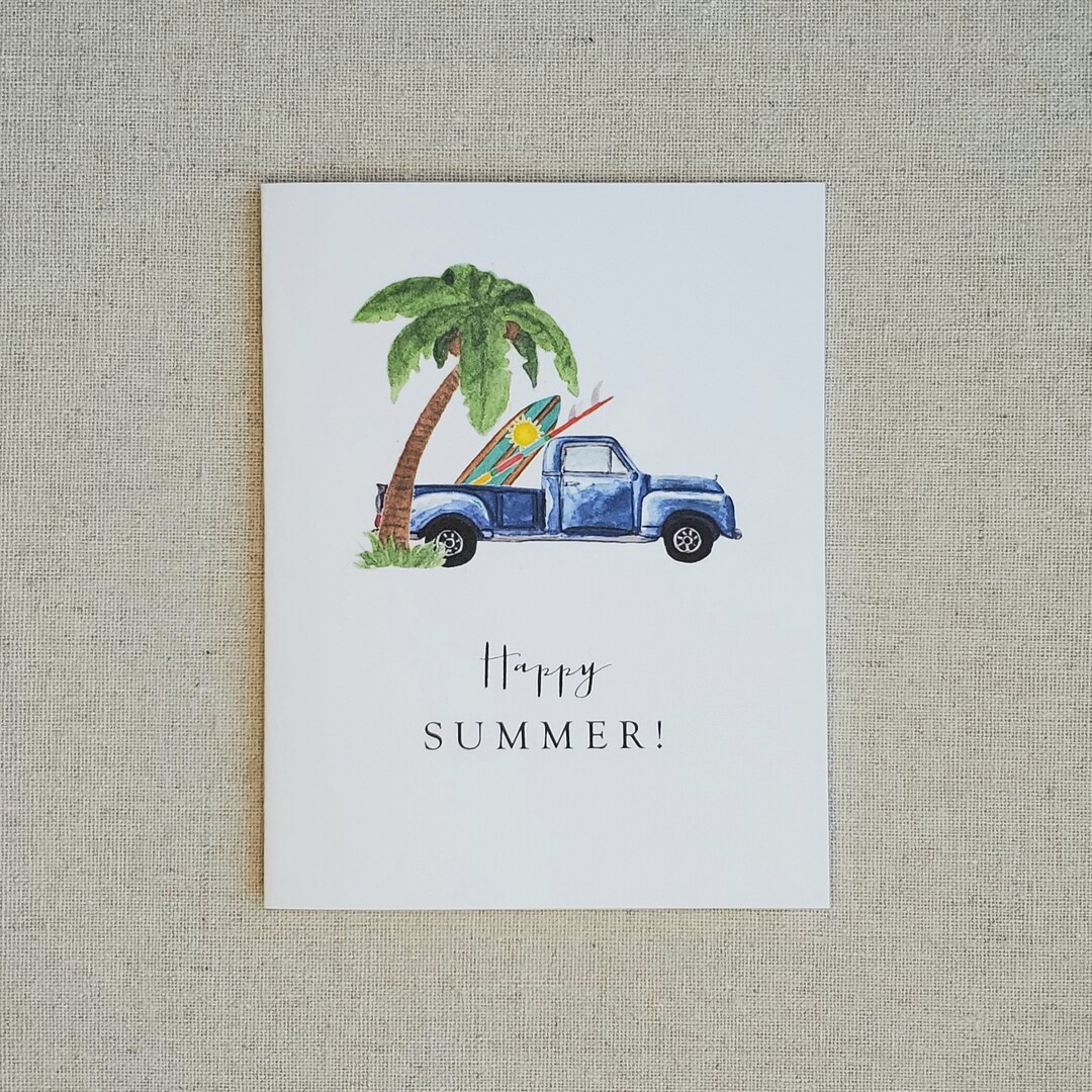 Summer Beach Scene Greeting Card, Seasonal Note Card, Original ...