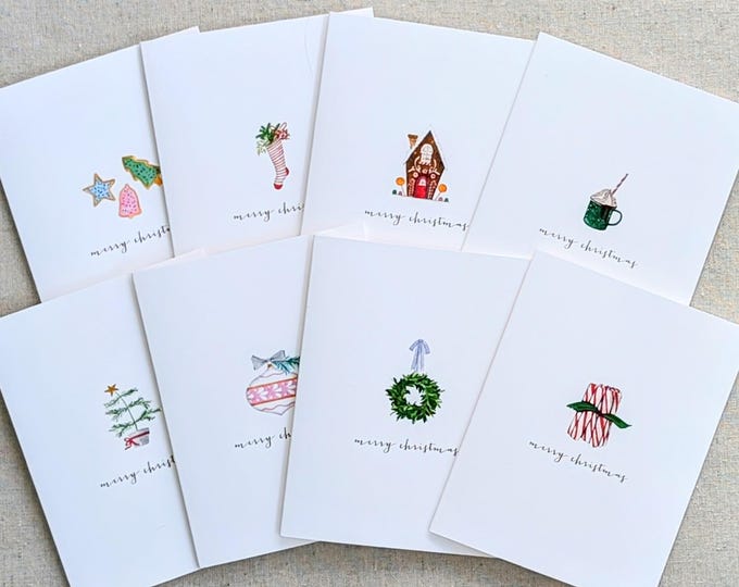 Christmas Card Variety Pack, Original Watercolor Christmas Note Cards ...