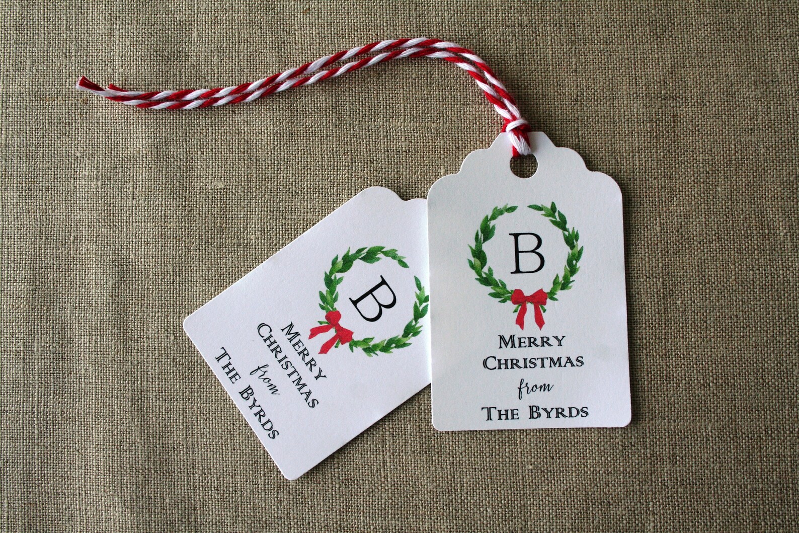 Monogrammed Christmas Gift Tags Monogrammed Greenery Gift | Etsy