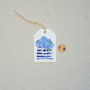 Set of 9 Blue Hydrangea Gift Tags, Original Watercolor Present Labels ...