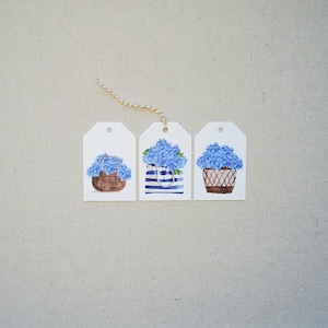 Set of 9 Blue Hydrangea Gift Tags, Original Watercolor Present Labels ...