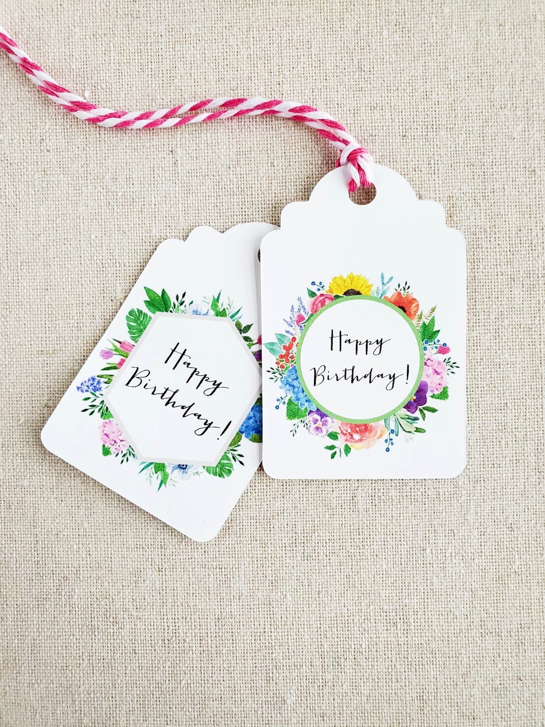 Set of 8 Birthday Gift Tags, Original Watercolor Present Labels, Party ...