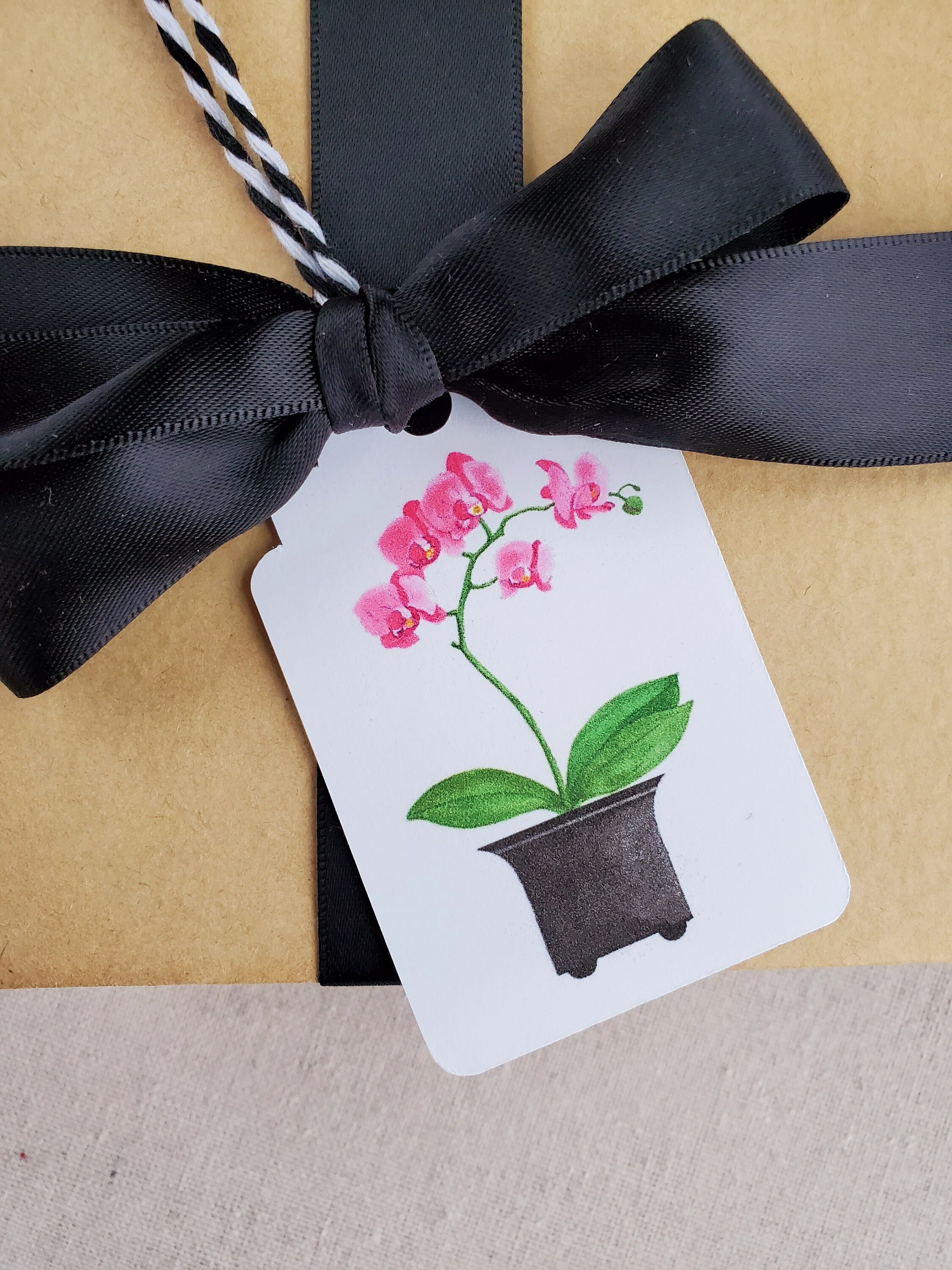Pink Orchid Gift Tags, Original Watercolor Orchid Floral Present Labels ...