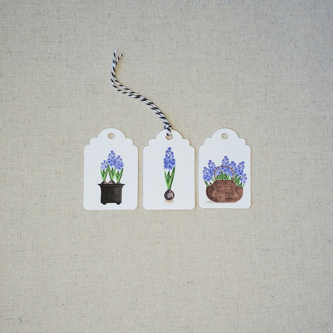 Hyacinth Flower Gift Tags, Original Watercolor Purple Floral Present ...