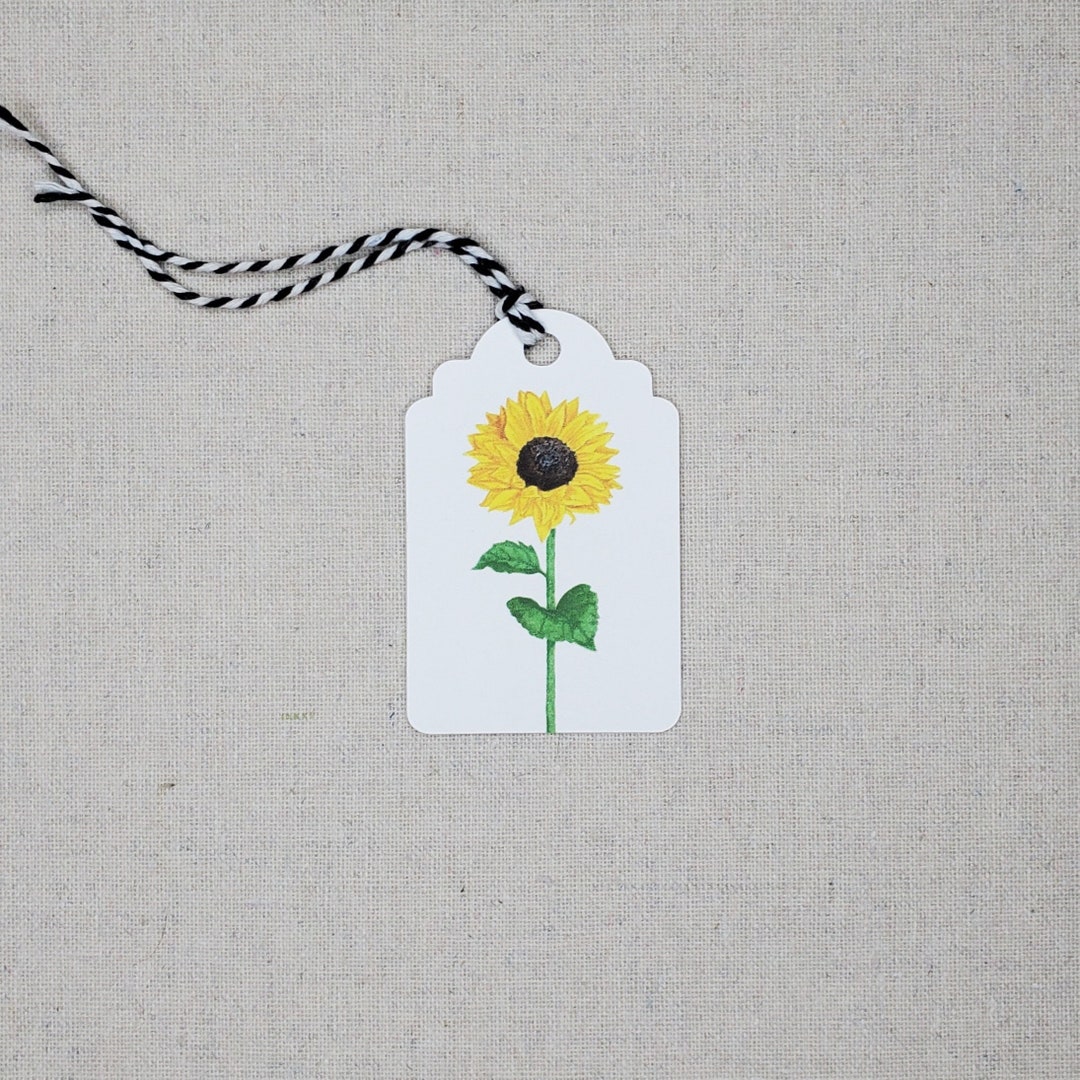 Sunflower Gift Tags, Original Watercolor Present Labels, Set of 9 Party ...