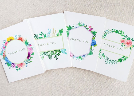 Thank You Note Card Set Set of 8 Variety Pack of Thank You - Etsy