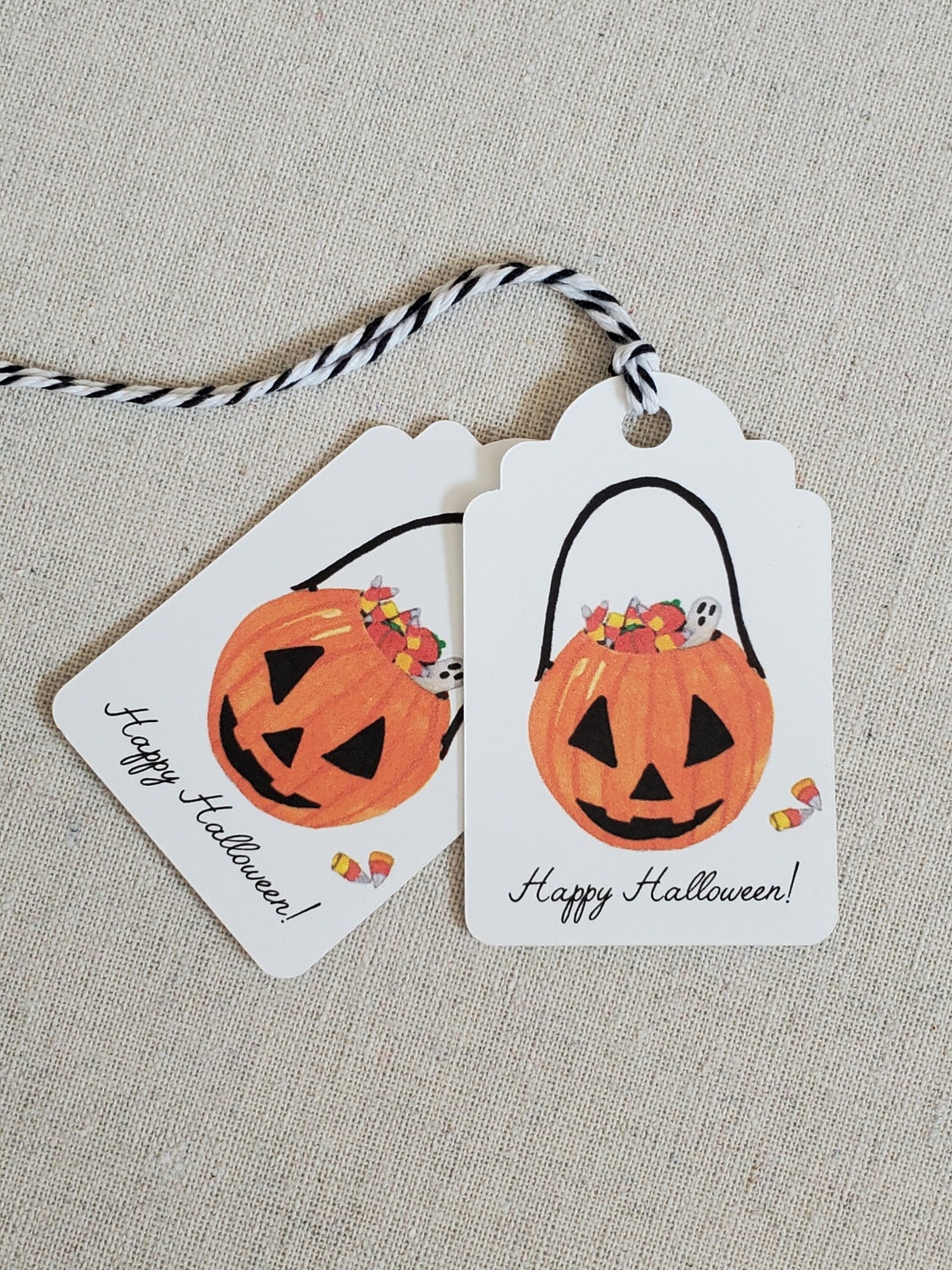 Candy Pumpkin Gift Tag, Original Watercolor Halloween Party Favor Goody ...