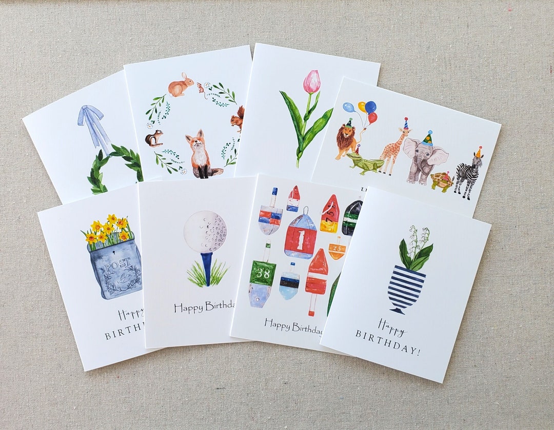 Birthday Note Card Set, Set of 8, Variety Pack of Birthday Cards ...
