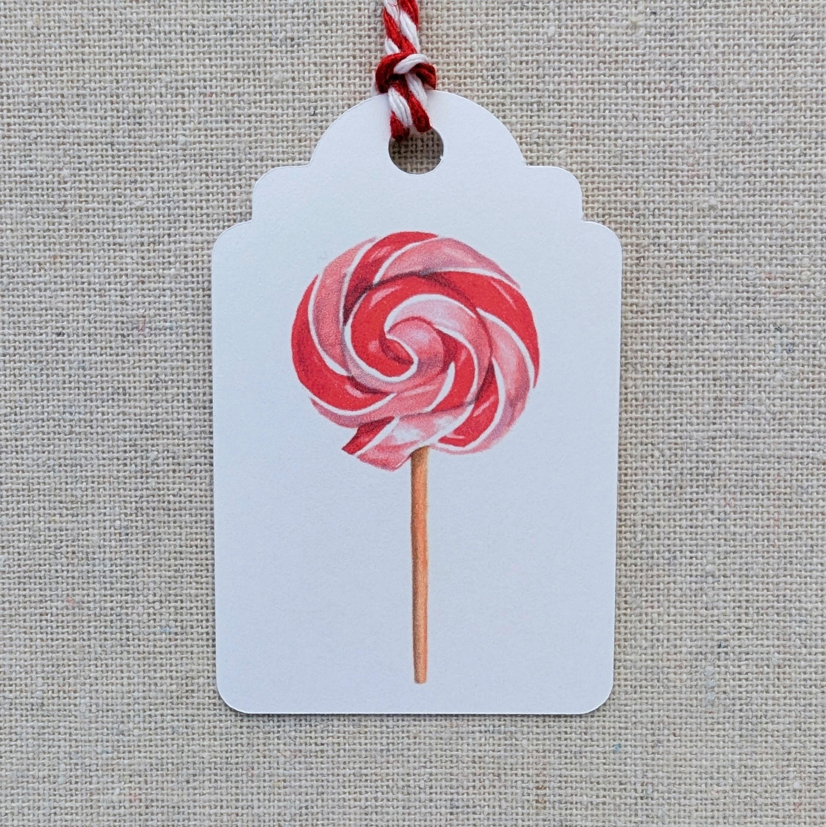 Pink Lollipop Gift Tags, Original Watercolor Present Labels, Set of 9 ...