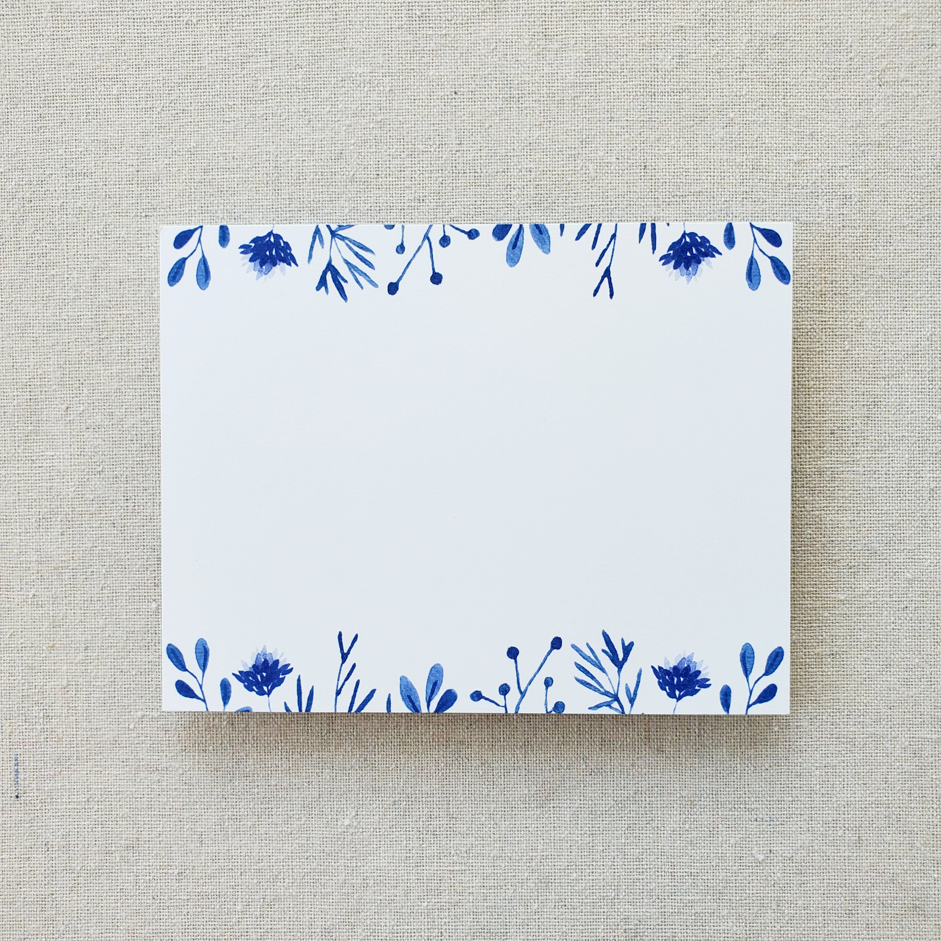 Blue Floral Blank or Personalized Stationery, Original Watercolor Set ...