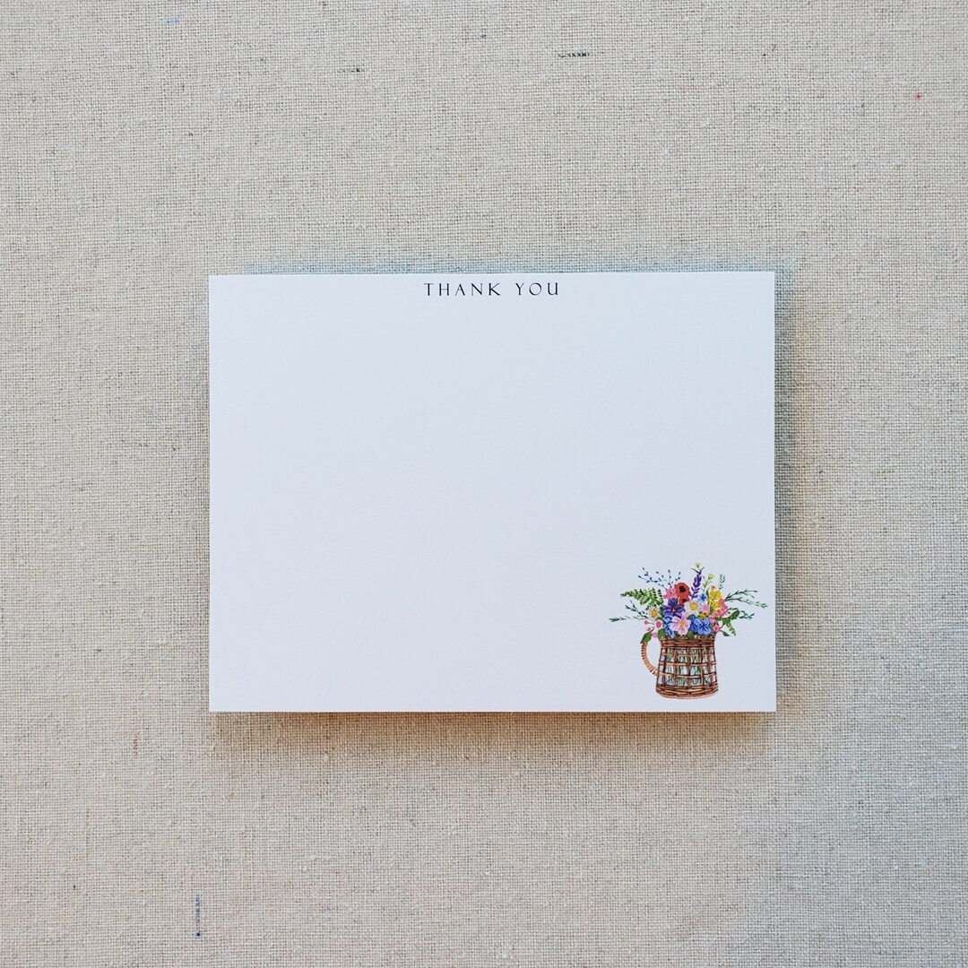 Wildflower Thank You Notes, Original Watercolor Set of 10 Flat Note ...