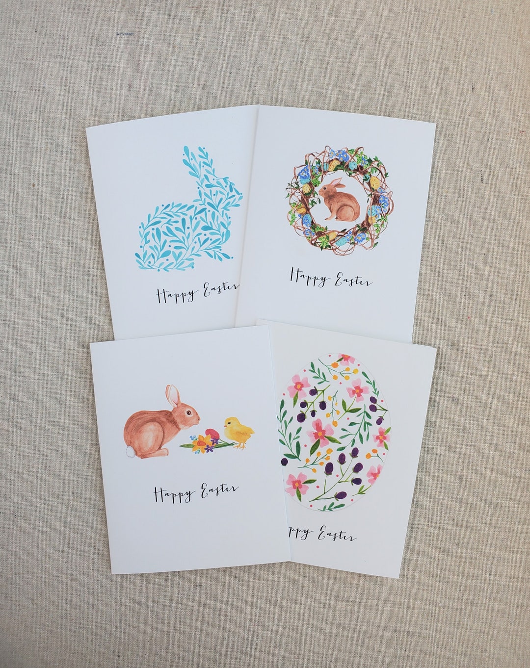 Easter Greeting Cards, Set of 8 Easter Cards, Watercolor Easter Cards ...