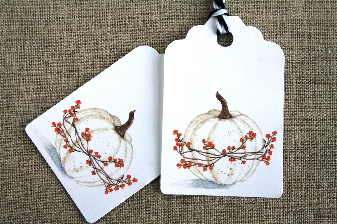 Autumn Gift Tags Fall Gift Tags Pumpkin Gift Tag White - Etsy