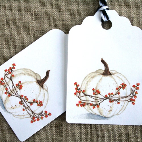 Autumn Gift Tags Fall Gift Tags Pumpkin Gift Tag White - Etsy