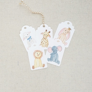 Baby Stuffed Animal Gift Tags, Baby Shower Party Favor Goody Bag Tags ...