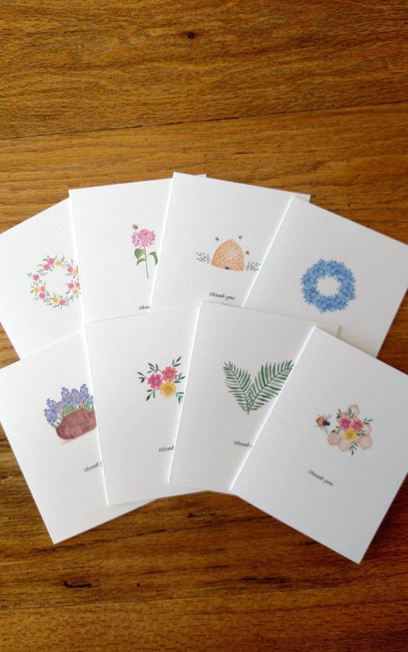 Thank You Note Card Set Set of 8 Variety Pack of Thank You - Etsy