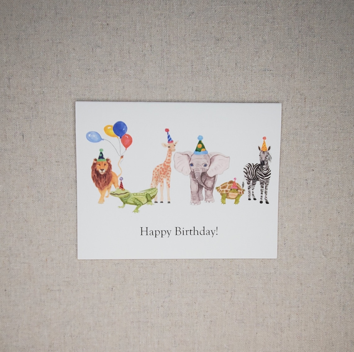 Birthday Note Card, Original Watercolor Children's Birthday Animal Card ...