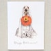 Halloween Dog Ghost Greeting Card, Original Watercolor Art, Single ...