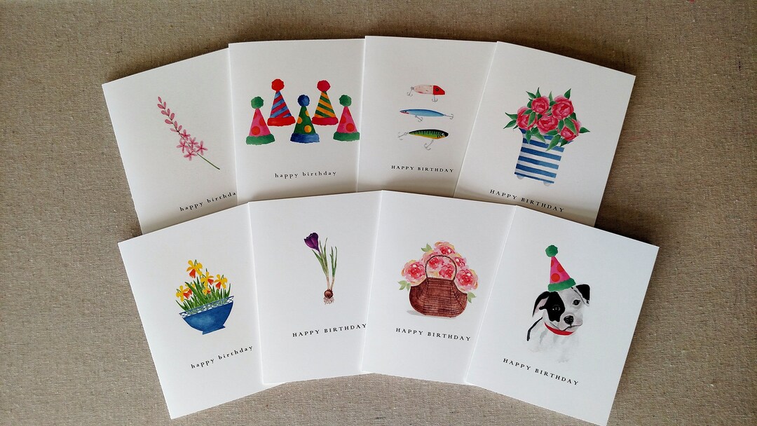 Birthday Note Card Set, Set of 8, Variety Pack of Birthday Cards ...