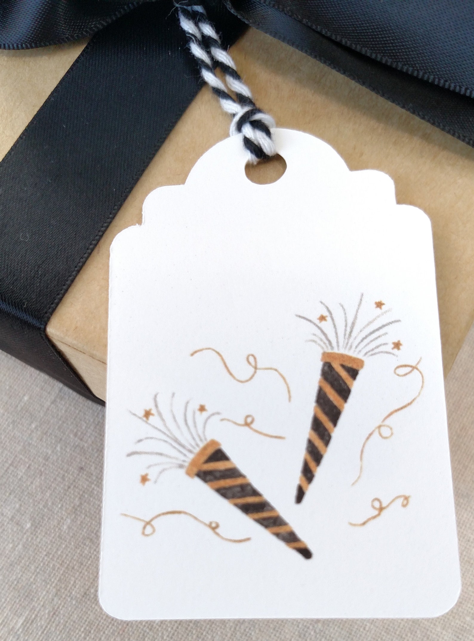 Set of 9 New Year's Gift Tags, Original Watercolor Party Favor Tags ...