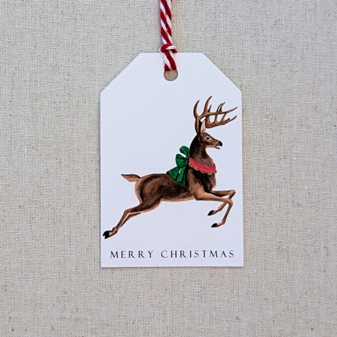 Christmas Reindeer Gift Tags, Original Watercolor, Holiday Present ...