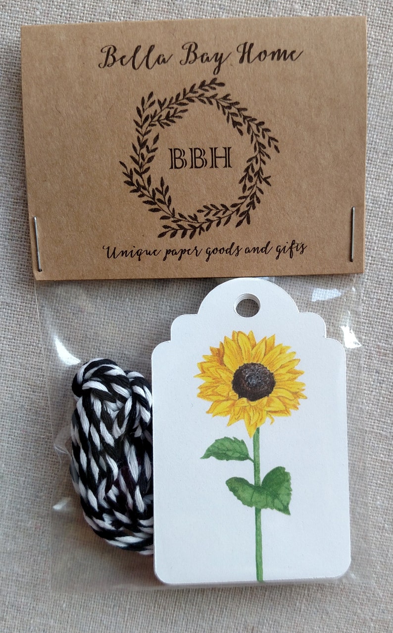 Sunflower Gift Tags, Original Watercolor Present Labels, Set of 9 Party ...