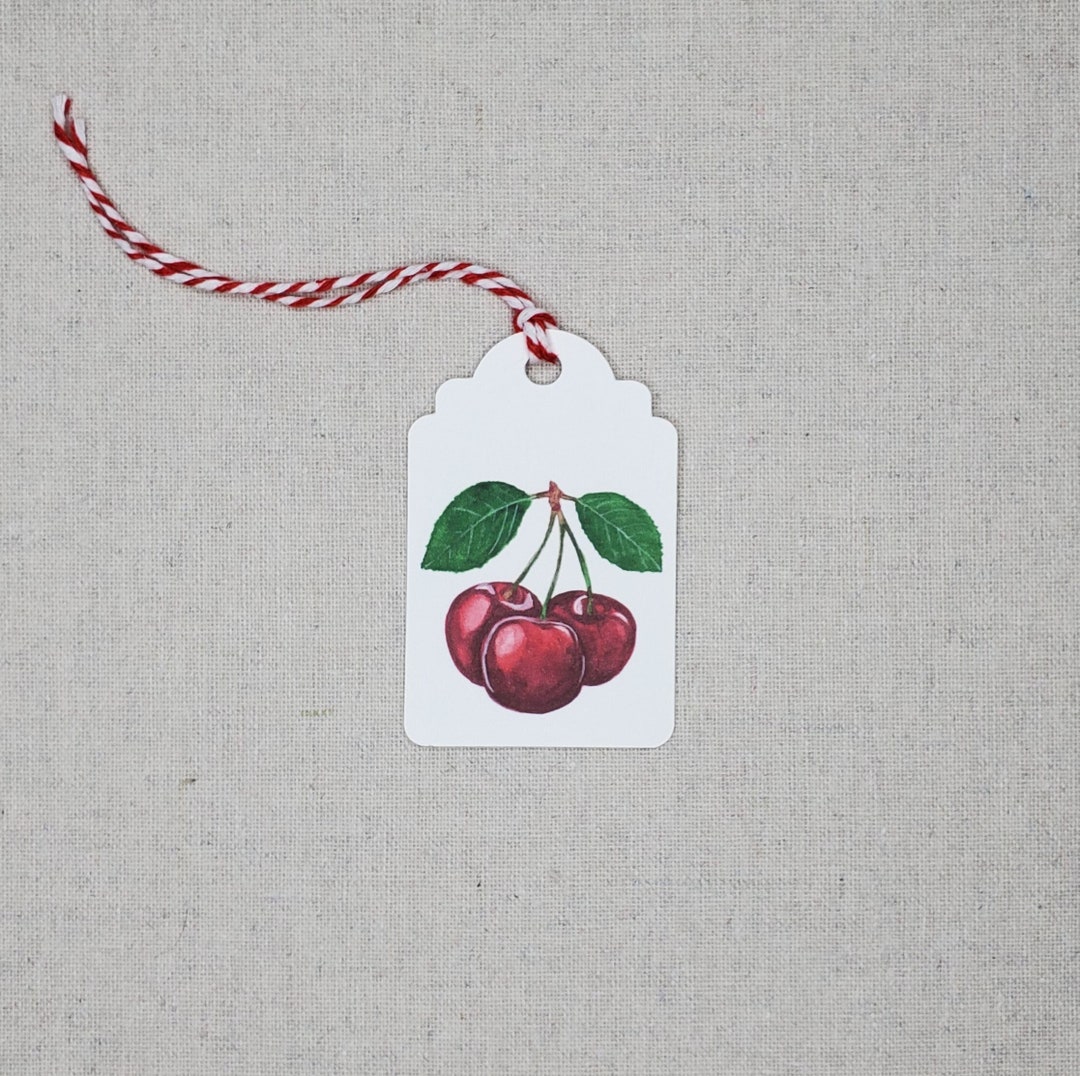 Set of 9 Cherry Gift Tags, Original Watercolor Present Labels, Party ...