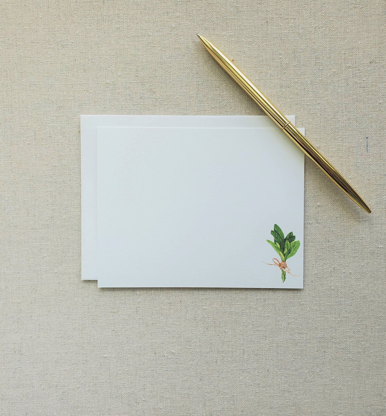 Sage Blank or Personalized Stationery, Original Watercolor Note Cards ...