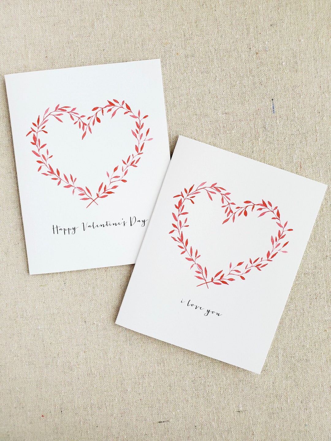Valentine's Day Note Card Set, Set of 8 Valentine Cards, Watercolor ...