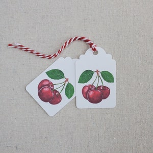 Set of 9 Cherry Gift Tags, Original Watercolor Present Labels, Party ...