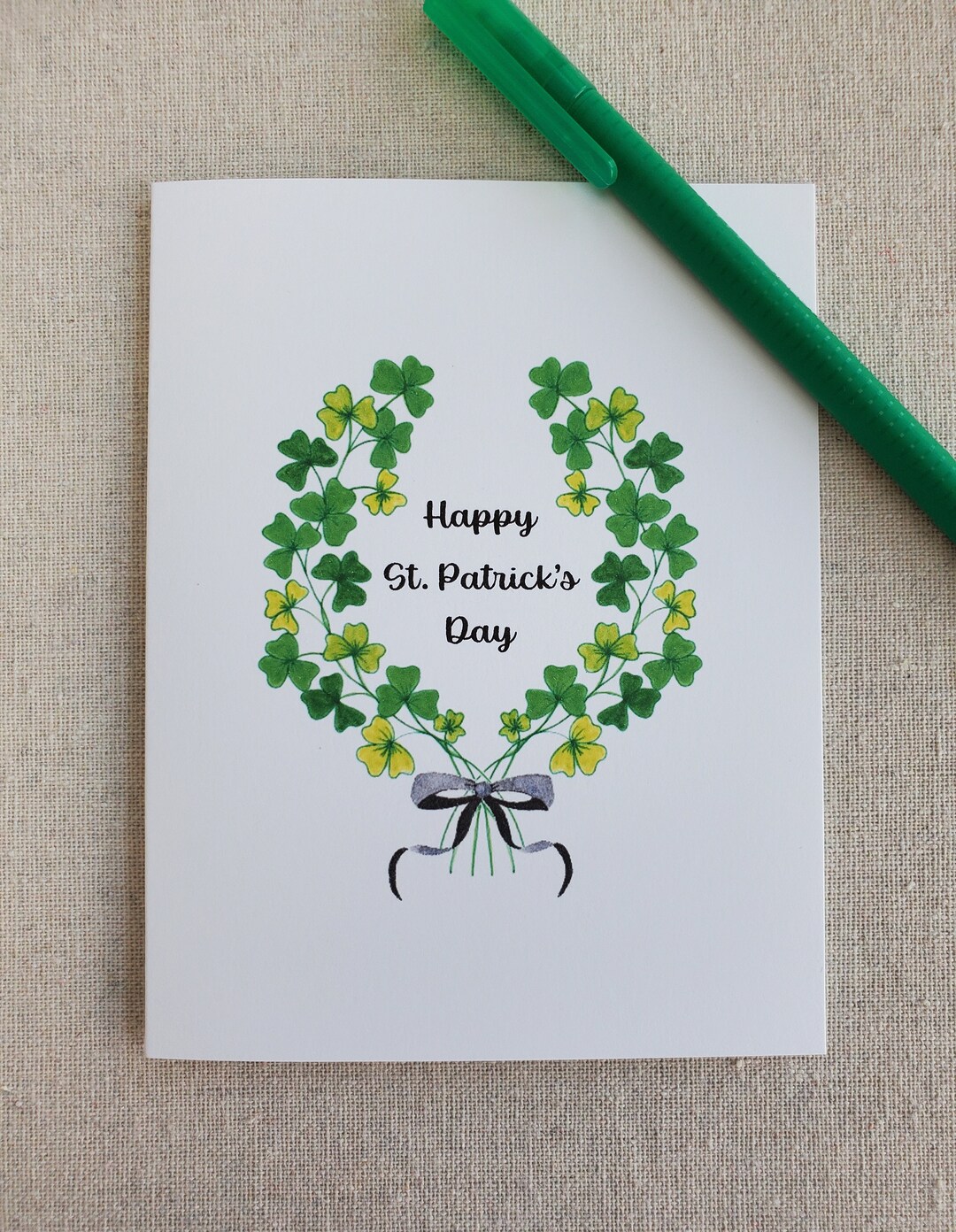 St. Patrick's Day Note Card, Single St. Patrick's Day Greeting Card, St ...