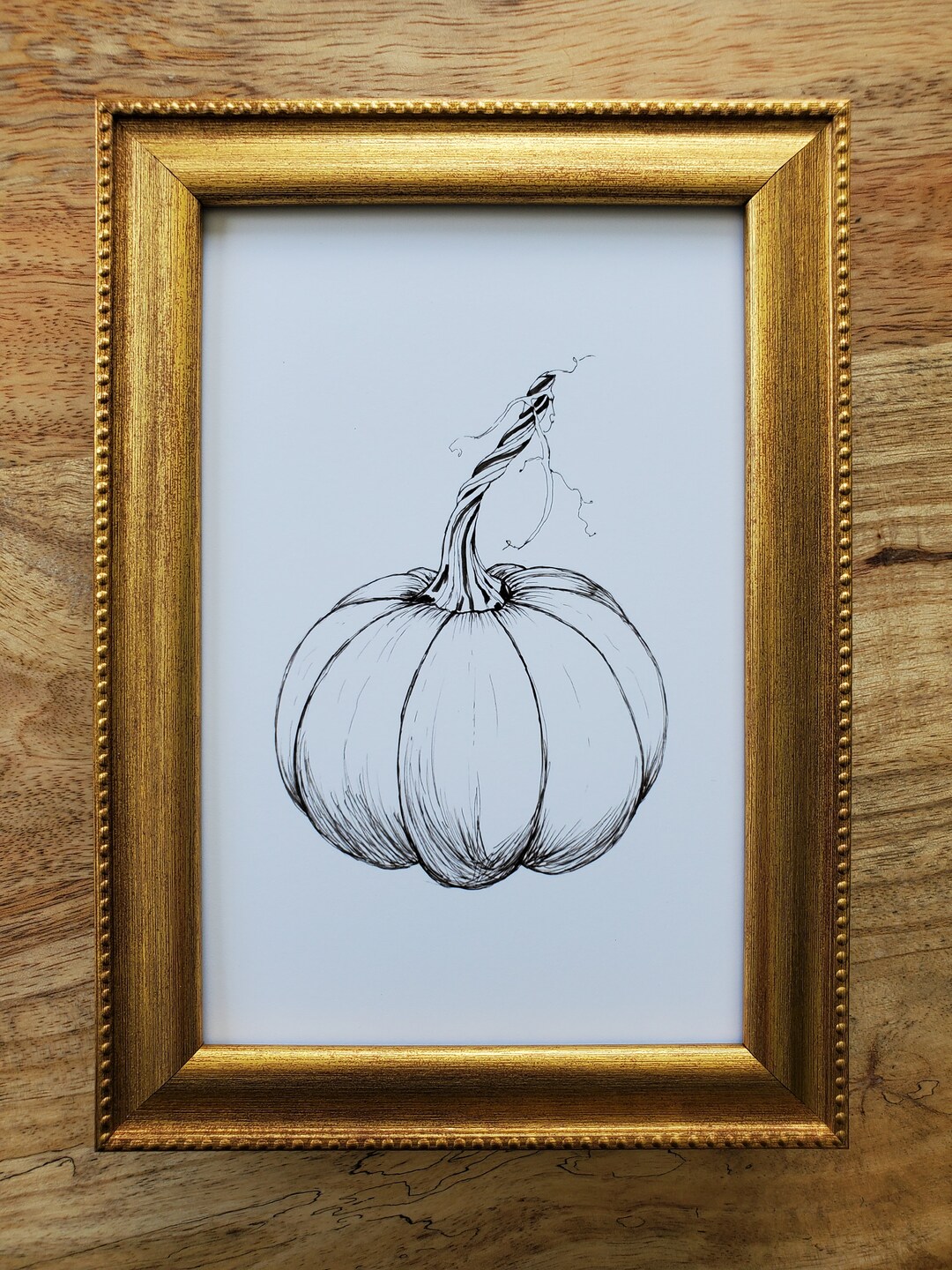 ART PRINT: Black Ink Pumpkin Art Print, Art Print, Original Ink Art ...