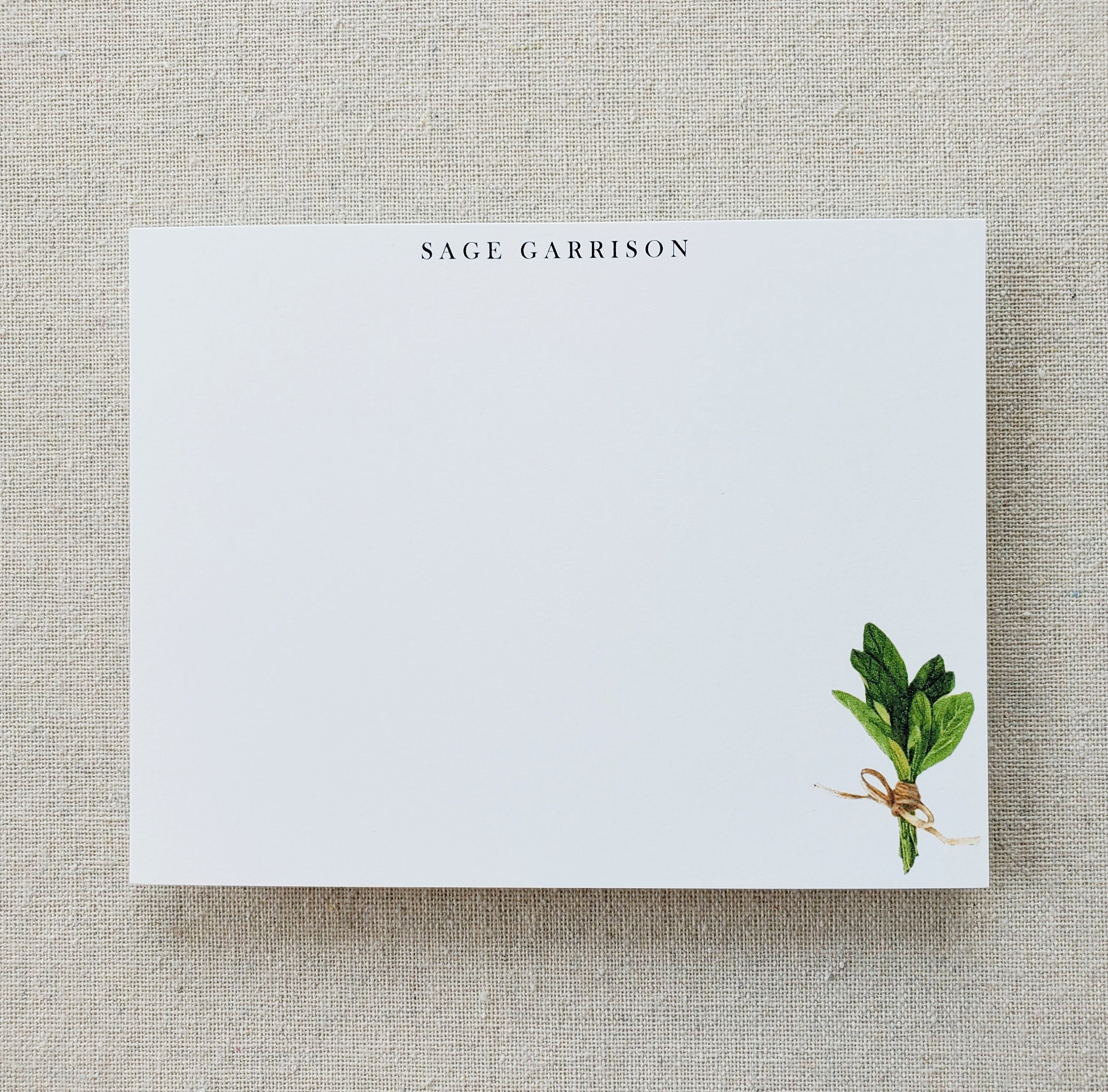 Sage Blank or Personalized Stationery, Original Watercolor Note Cards ...