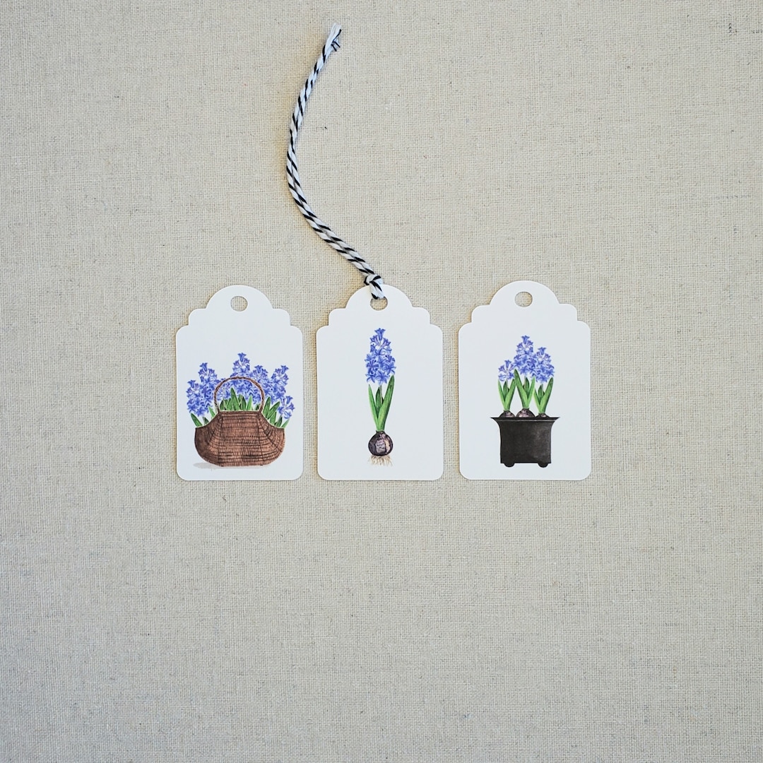 Hyacinth Flower Gift Tags, Original Watercolor Purple Floral Present ...