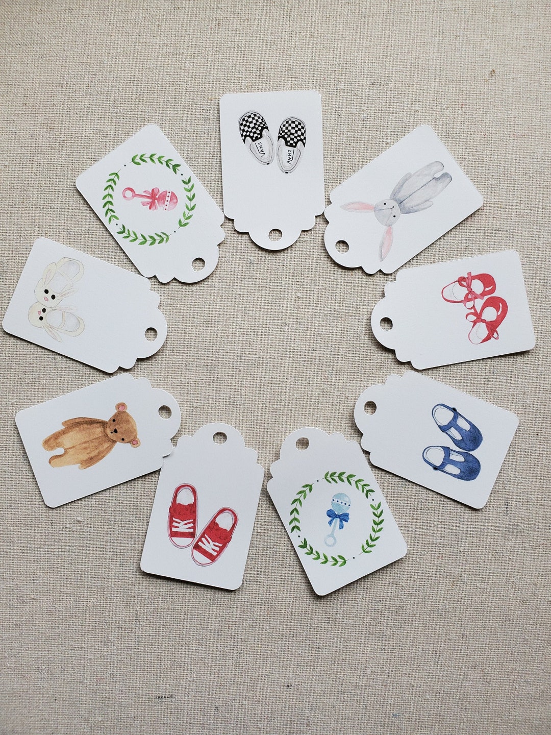 Baby Gift Tags, Baby Shower Party Favor Tags, Set of 9 Original ...