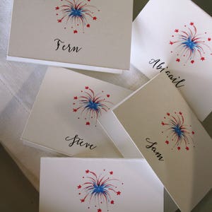Set of 12 Fourth of July Place Cards, Original Watercolor Fireworks ...