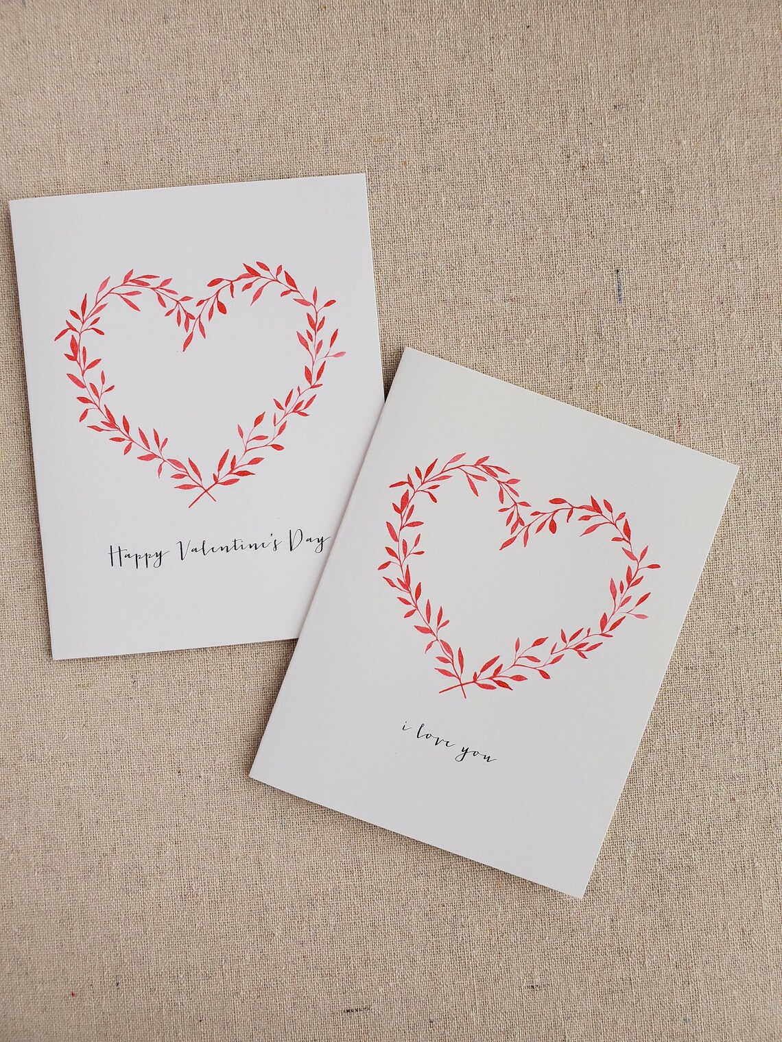 Valentine's Day Note Card Set, Set of 8 Valentine Cards, Watercolor ...