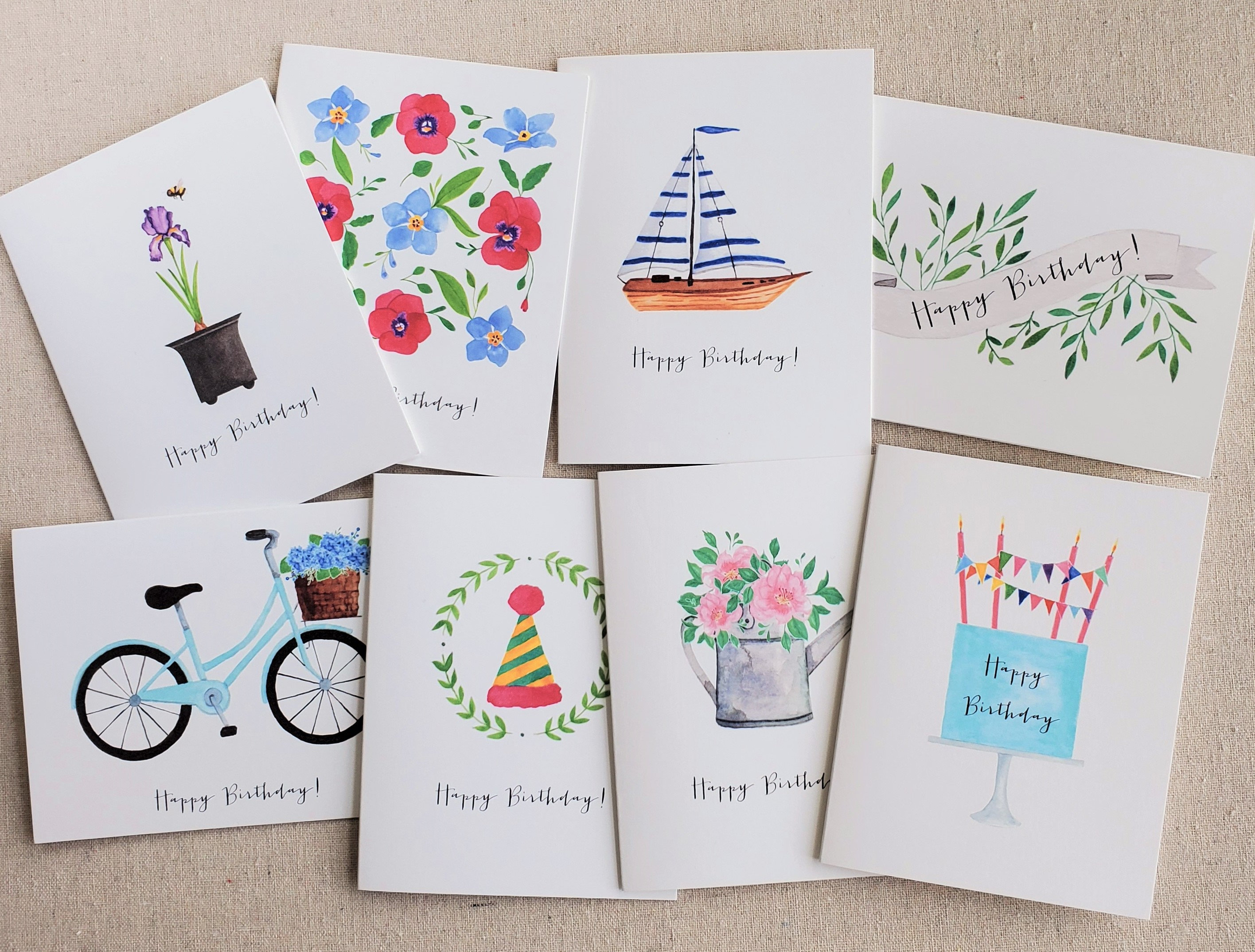 Birthday note card set set of 8 Variety pack of birthday | Etsy