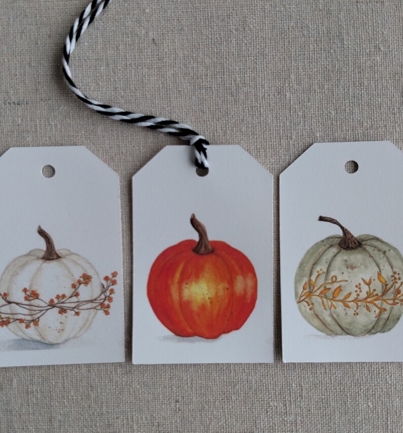 Autumn gift tags fall gift tags pumpkin gift tag white | Etsy