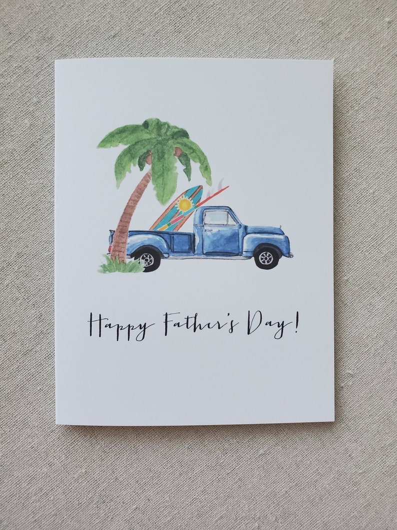 Father's Day Greeting Card, Original Watercolor of a Beach Scene, Happy ...