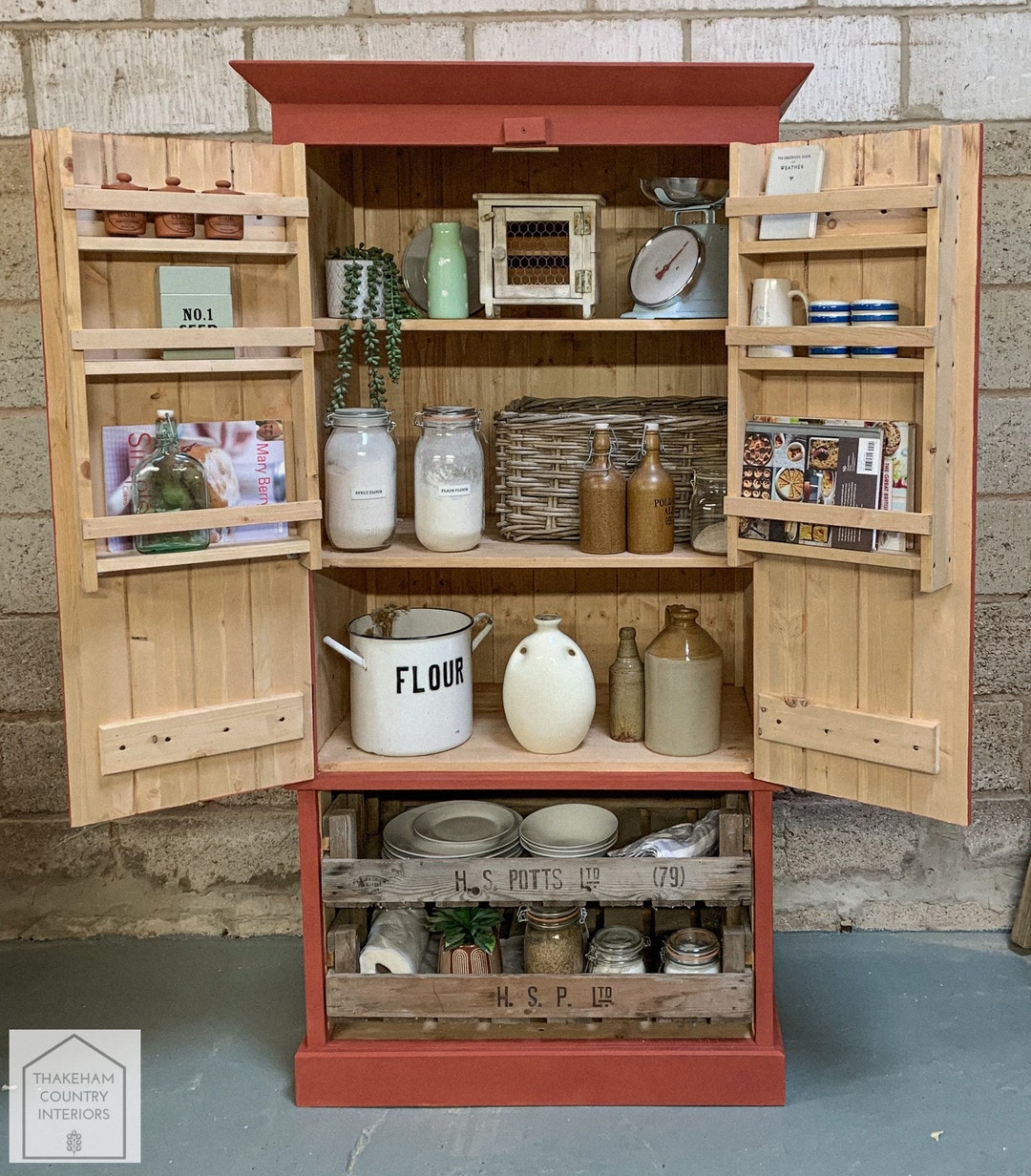Paprika Red Rustic Style Traditional Farmhouse Kitchen Larder - Etsy