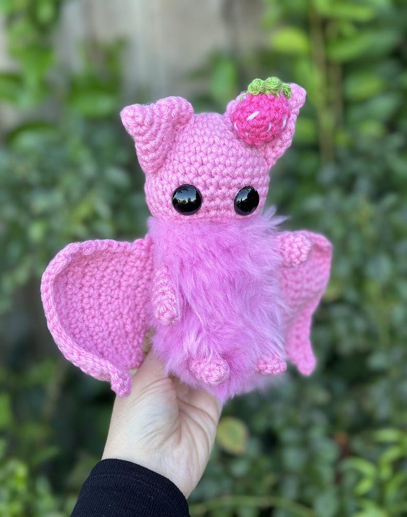 Strawberry Cat Bat Amigurumi - Fruit Bat Plushie - Etsy