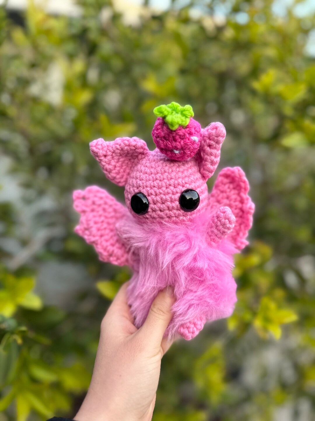 Strawberry Cat Bat Amigurumi - One of A Kind - Handmade Plushie - Etsy