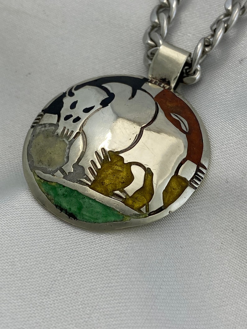 Standing Buffalo Medicine Wheel Silver Pendant by Mitchell Zephier Sr ...