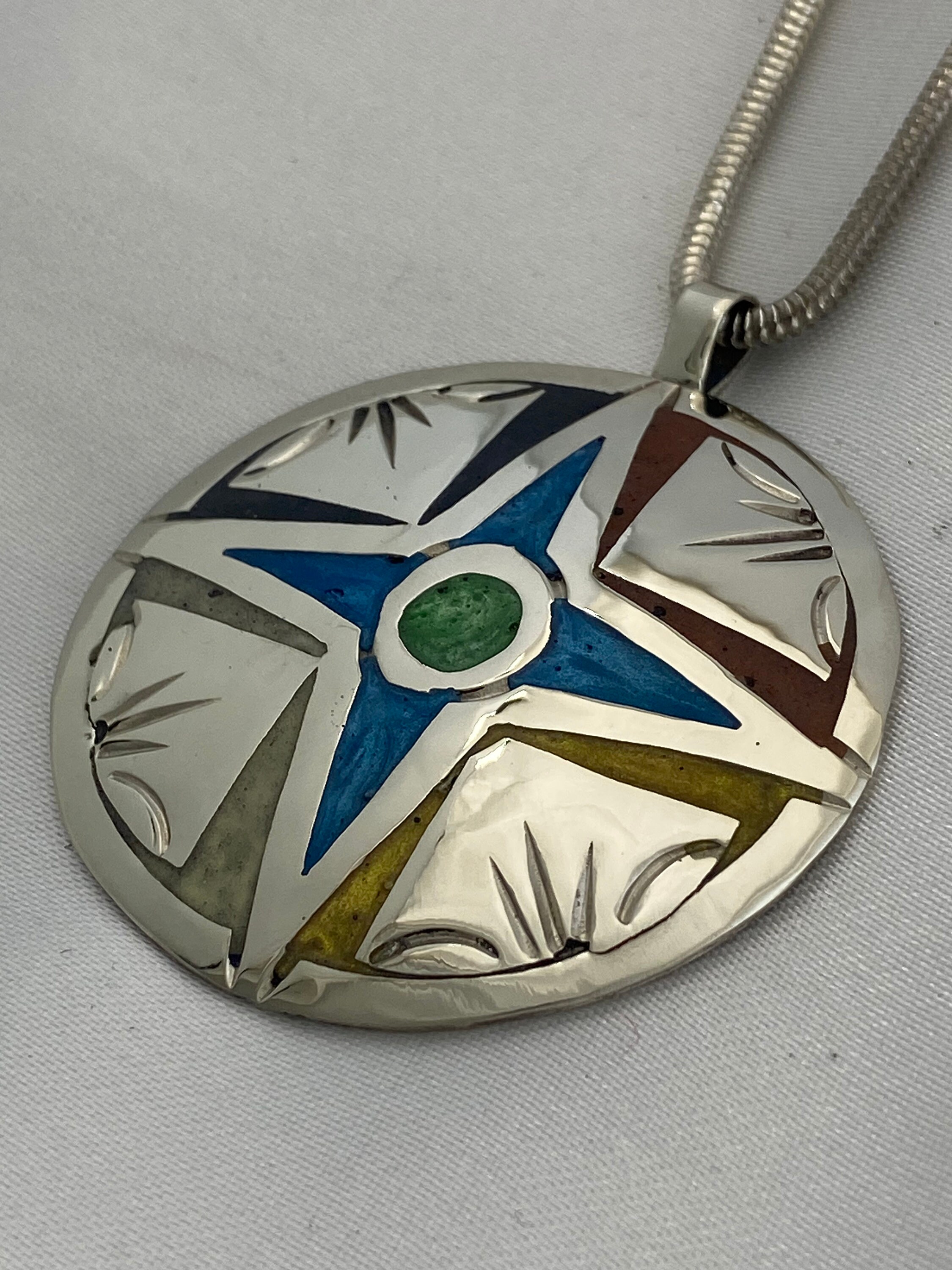 Four Directions Morning Star Silver Pendant by Mitchell Zephier Sr ...