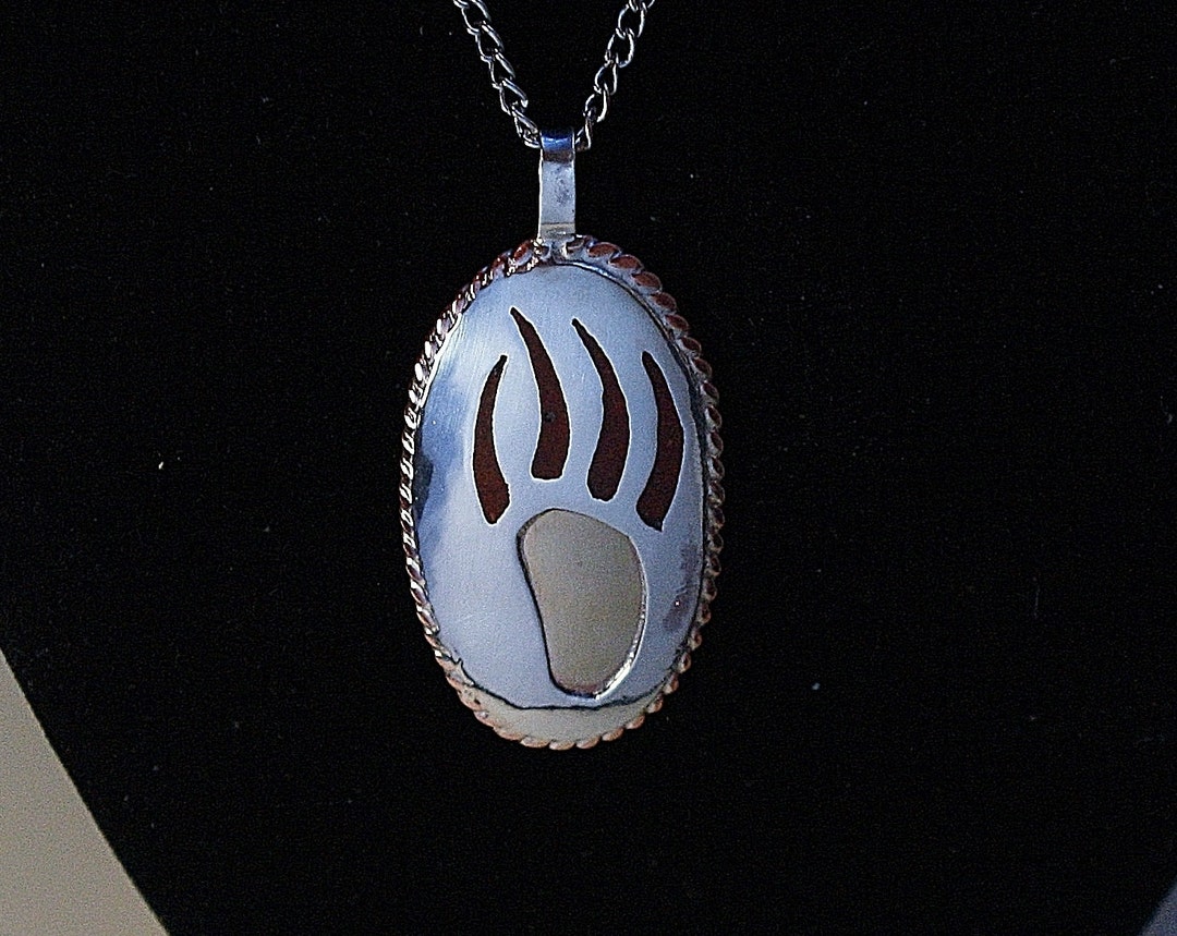 Bear Track German Silver & Brass Pendant - Native American Jewelry by ...
